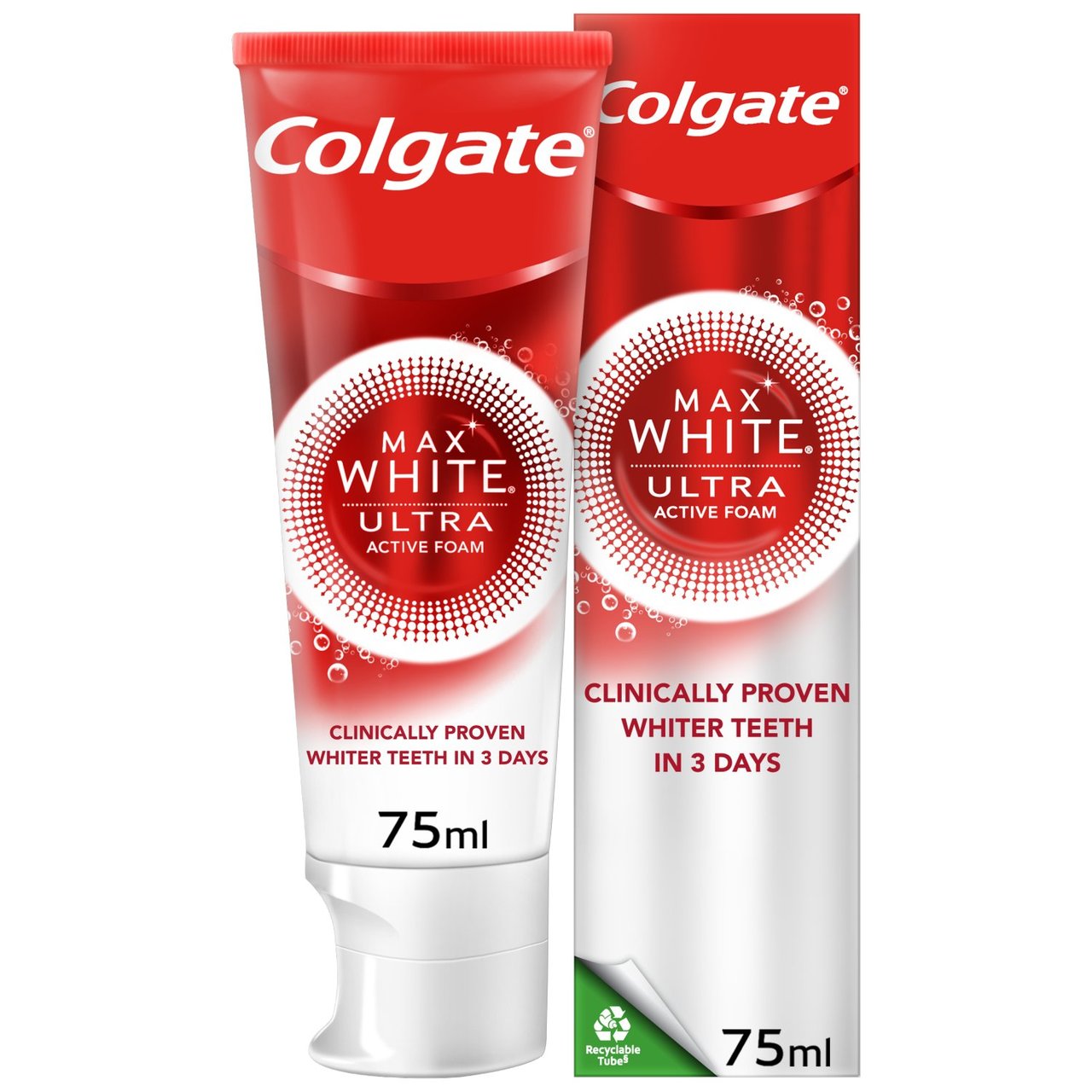 Colgate - Max White - Ultra Active Foam - Whitening Toothpaste - 75ml ...